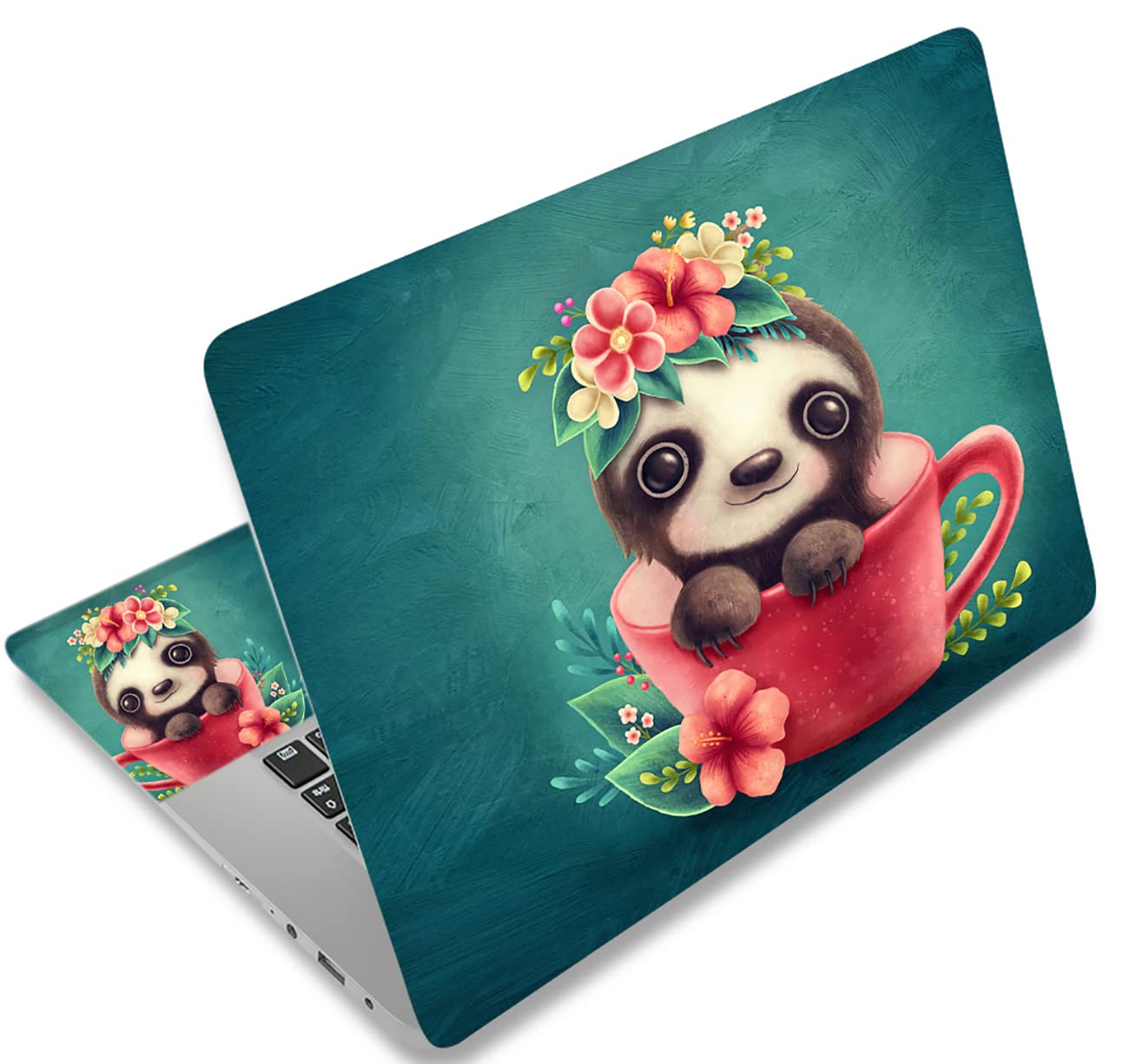 15 15.4 15.6 Inches Laptop Skin Sticker Universal 12.1 13 13.3 14 Inches Netbook Skin Sticker Personalized Reusable Notebook PC Art Protector（Cute Teacup Bear）