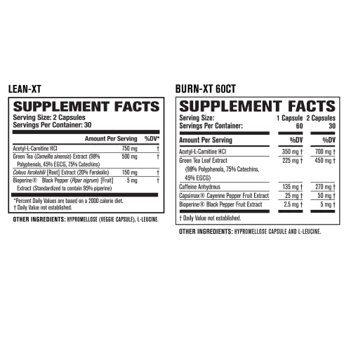 Burn-XT Thermogenic Fat Burner, Lean PM Nighttime Fat Burner & Sleep Aid, Lean-XT Caffeine Free Fat Burner