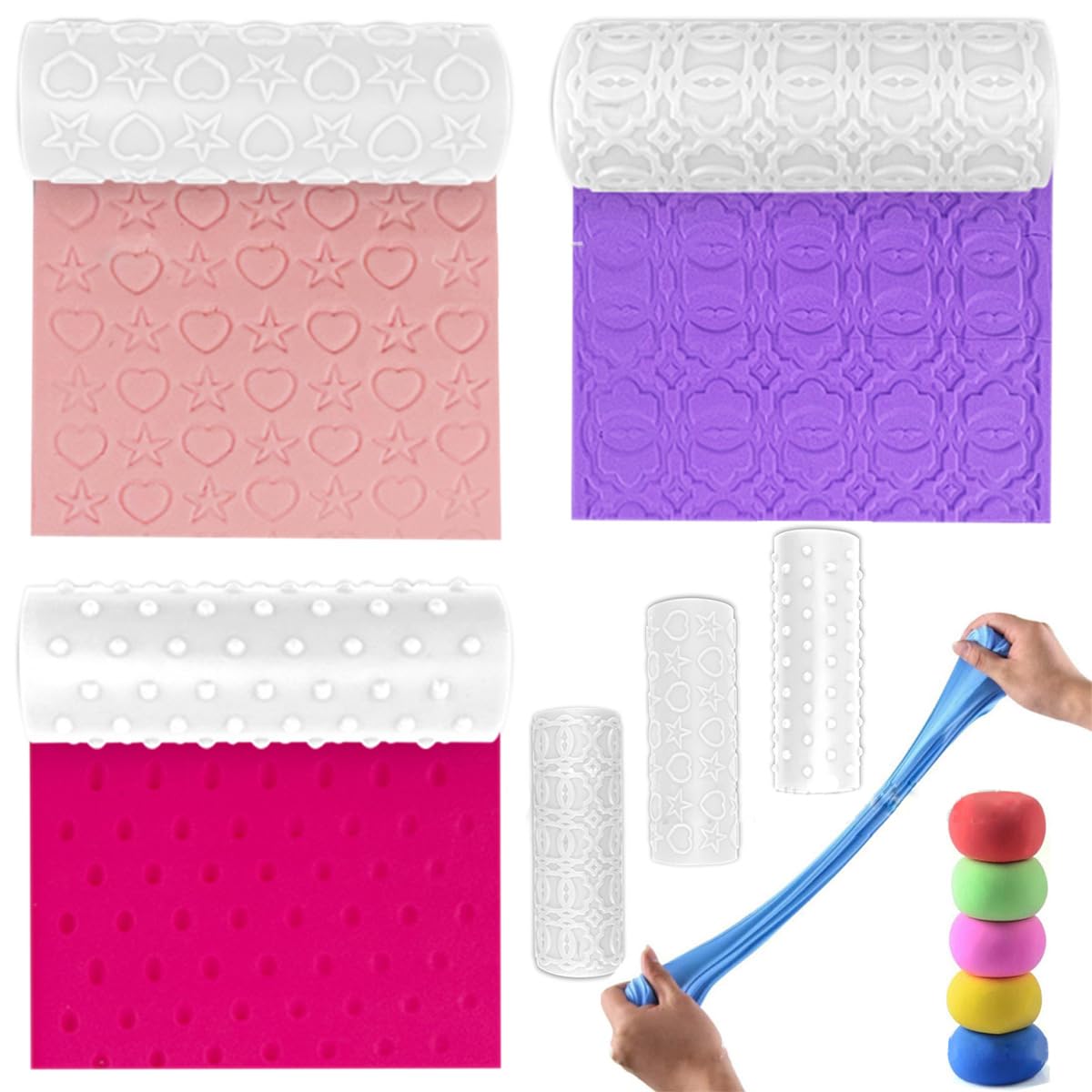 CHUMIRRY KIDS Clay Texture Roller, Alphabet Stamps for Clay, Stamp Letters for Clay, Clay Slab Roller, Silk Screen for Polymer Clay, Texture Roller for Polymer Clay Earrings Tools
