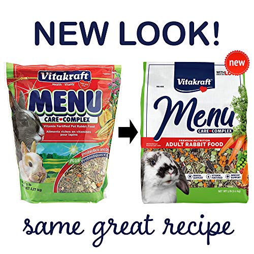 Vitakraft Menu Premium Rabbit Food - Alfalfa Pellets Blend - Vitamin and Mineral Fortified, Carrots,Greens,Grains,Fruits, 4.9 pounds