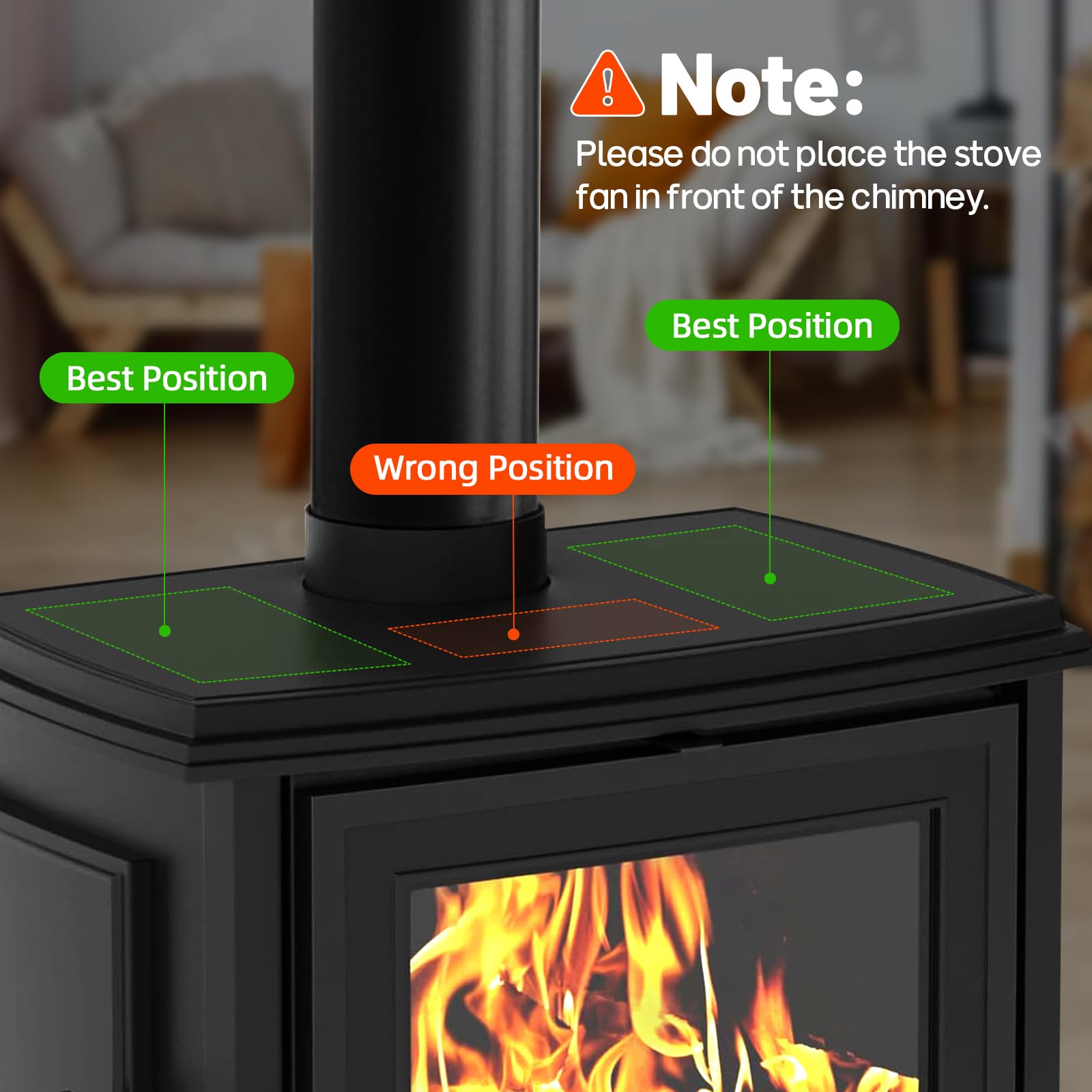 Hoyula 6 Blades Fireplace Fan, Wood Stove Fan Heat Powered Thermal Fan Heat Activaed for Wood Burning Fireplace, 2 Pack