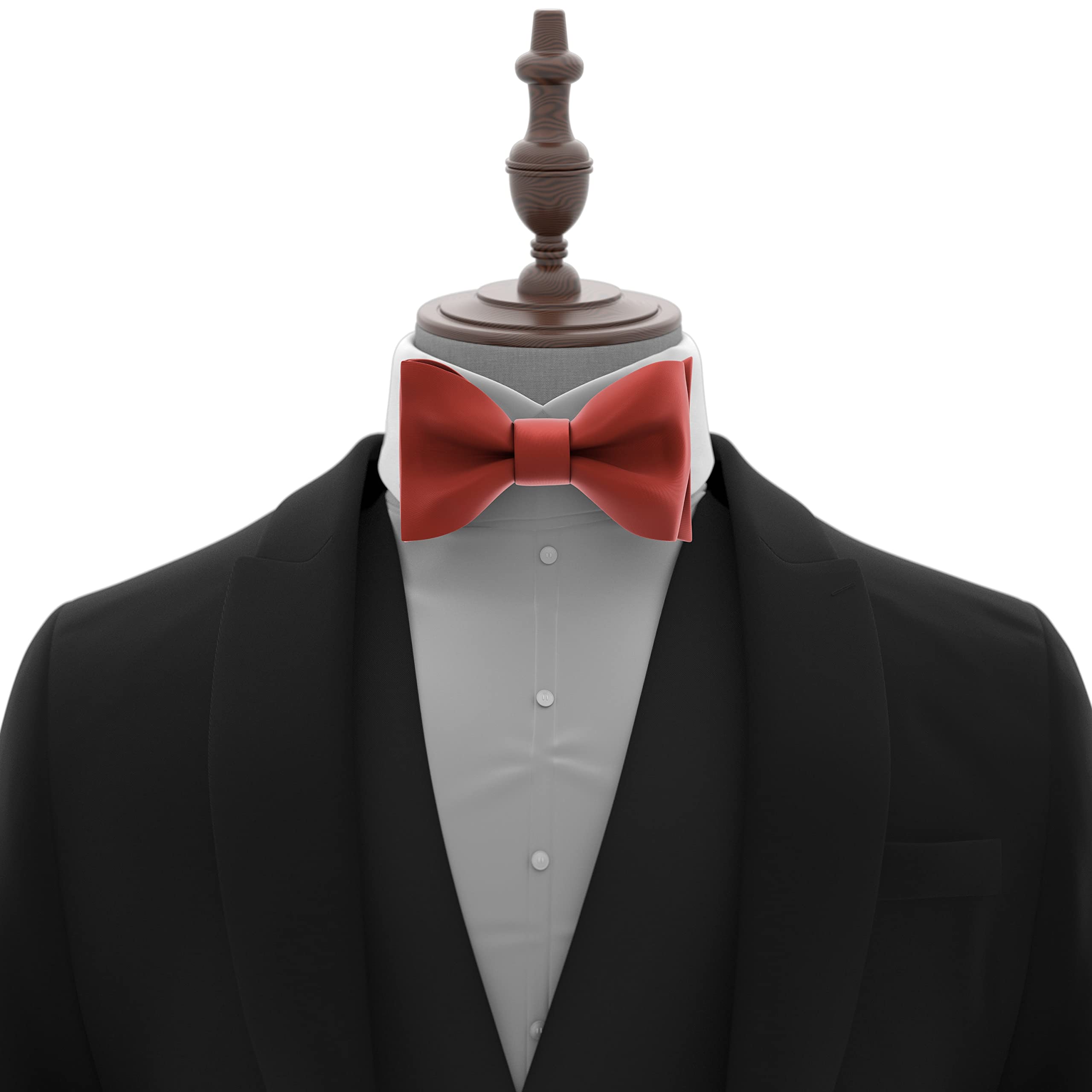 Adam Young Men's Terracotta Self Tie Bow Tie with Pocket Square & Cufflinks Formal Satin Classy Bowtie for Tuxedo Faux Silk (Classic, Rust)