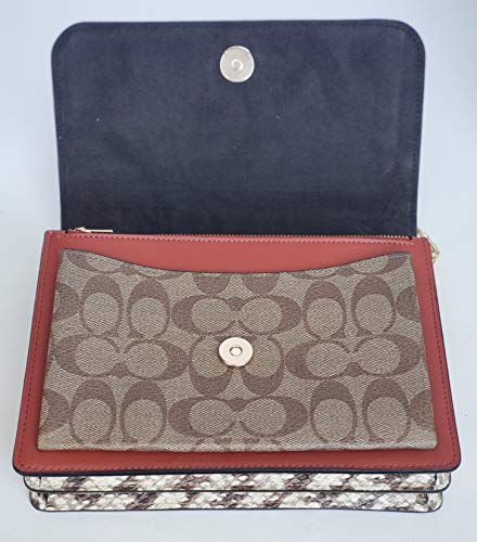Coach Women's Klare Crossbody Shoulder Handbag in Signature Coated Canvas, Calf & Snake-Embossed Leather (Khaki/Black/Berry/Multi/Gold)