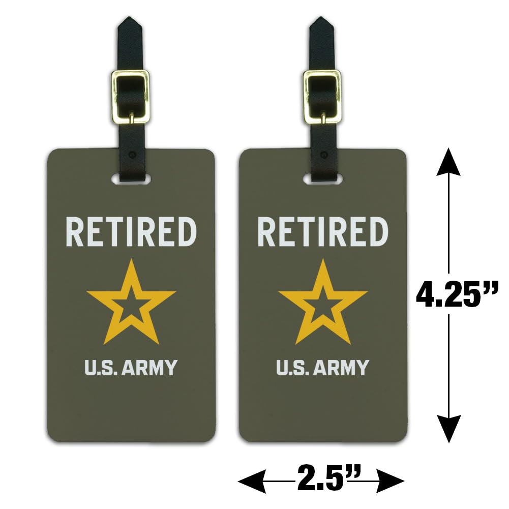 U.S. Army Retired Logo Luggage ID Tags Suitcase Carry-On Cards - Set of 2