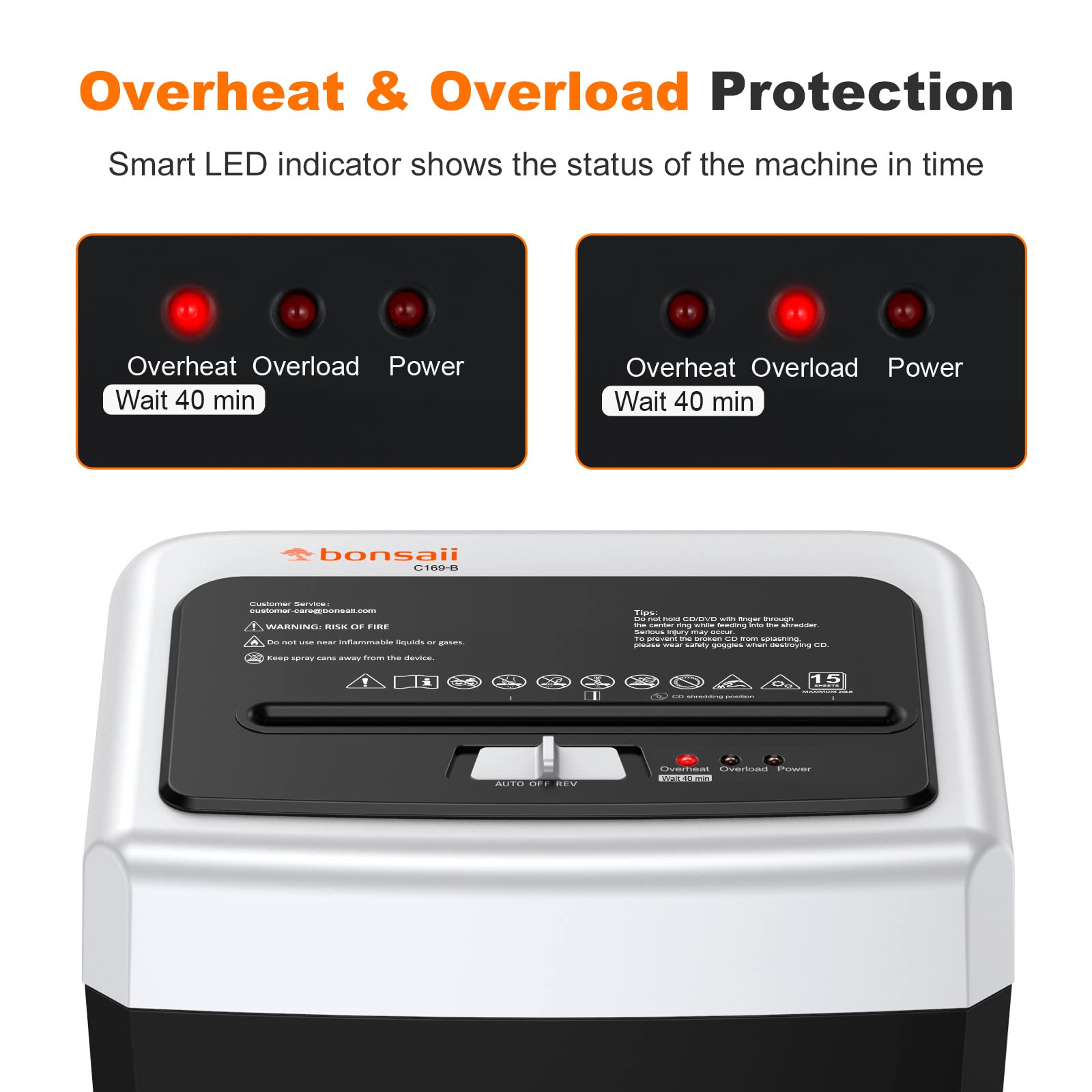 Bonsaii 14-Sheet Home Office Paper Shredder, 40-Minute Shredder for Home Use, Cross Cut Heavy Duty Shredder, CDs, Mails, Staple, Clip, with 4 Casters (C169-B)