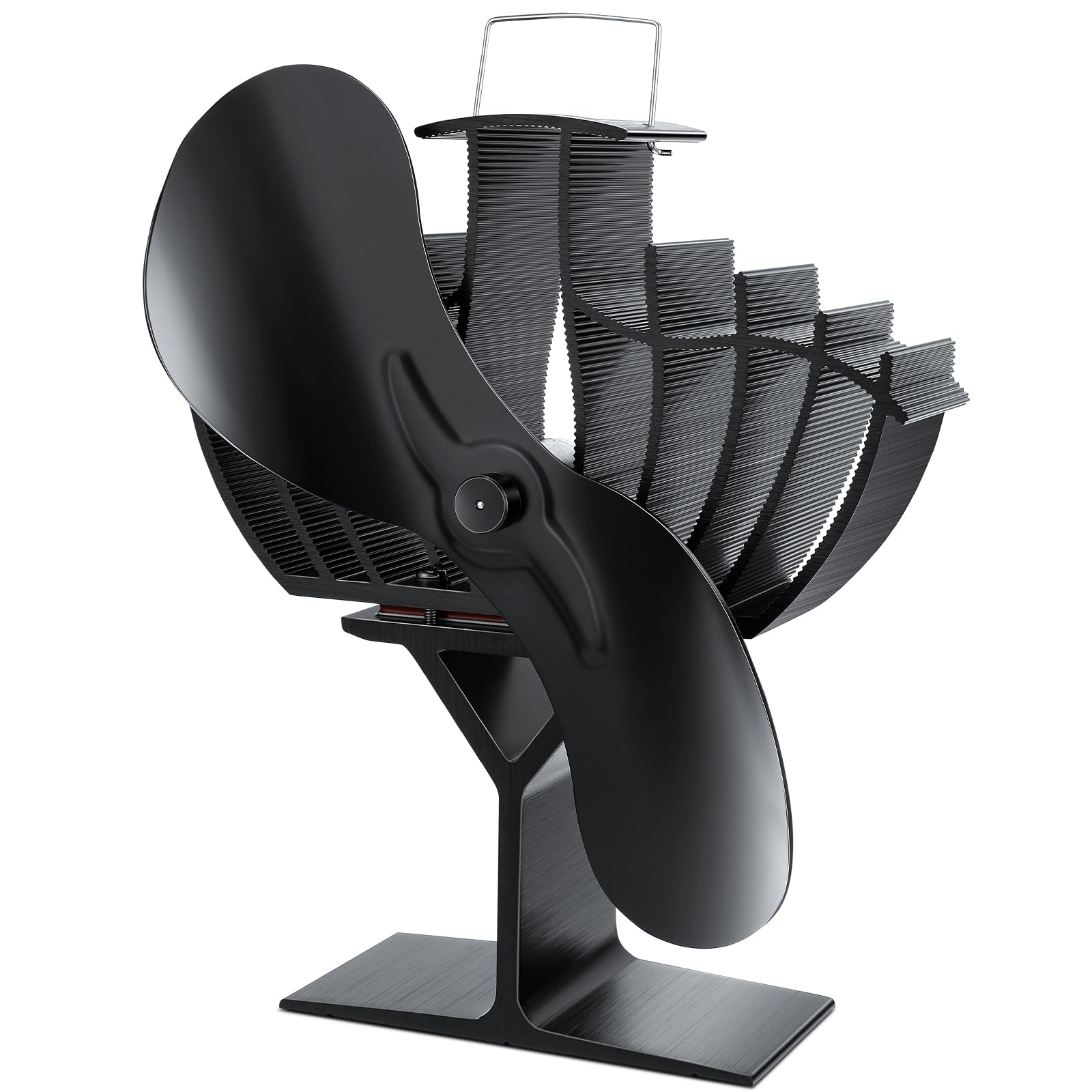 Hanaoyo Upgraded Wood Stove Fan Max Airflow, Large-Sized Heat Powered Stove Fan Non Electric Fireplace Fan, Wood Stove Accessories, Stove Fan for Wood/Gas/Log Burner Stove/Fireplace