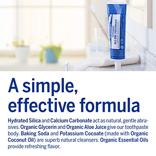 Dr. Bronner’s - All-One Toothpaste Variety Pack - Peppermint, Cinnamon, Anise, & Spearmint, 70% Organic Ingredients, Natural & Effective, Fluoride-Free, Helps Freshen Breath, Vegan (5oz, 4-Pack)
