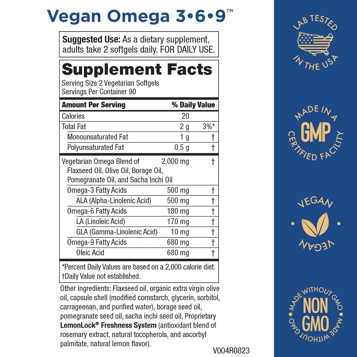 Purity Products Omega 3-6-9 Vegan Omega Formula - “5 in 1” Essential Fatty Acid Complex - Scientifically Formulated Plant-Based Omega 3 6 9 Essential Fatty Acids (EFA) - 3 Month Supply - 180 Softgels