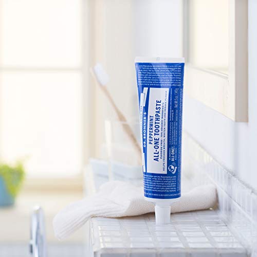 Dr. Bronner’s - All-One Toothpaste Variety Pack - Peppermint, Cinnamon, Anise, & Spearmint, 70% Organic Ingredients, Natural & Effective, Fluoride-Free, Helps Freshen Breath, Vegan (5oz, 4-Pack)