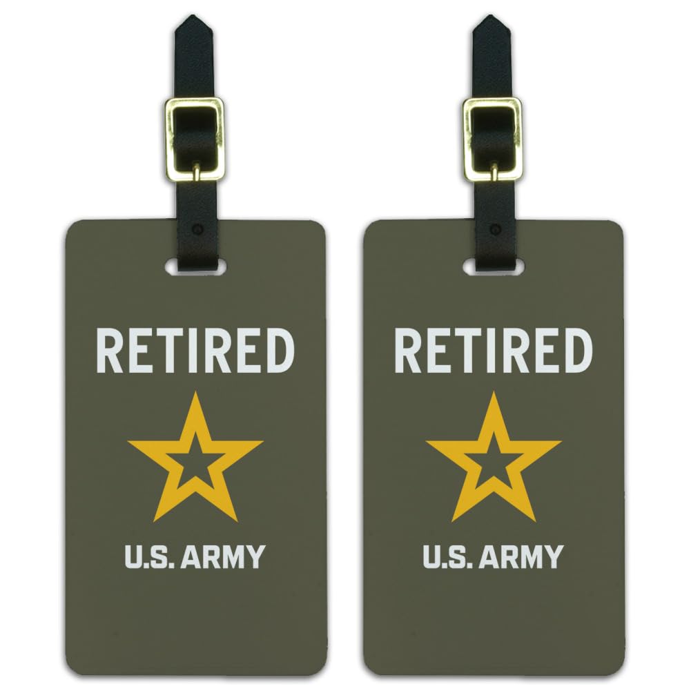 U.S. Army Retired Logo Luggage ID Tags Suitcase Carry-On Cards - Set of 2