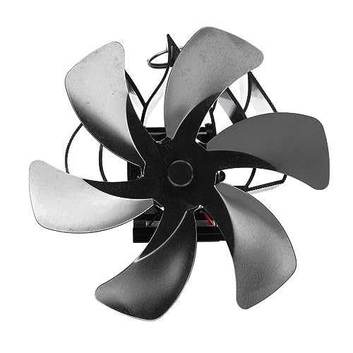 6 Blade Wood Stove Fan Heat Powered Hanging Stove Fan Silent Flue Pipe Fireplace Fan for Wall Mount (Black)
