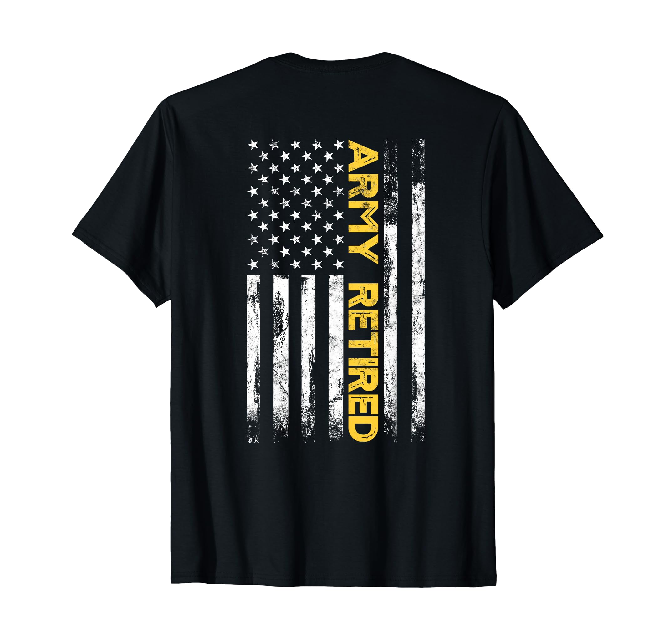 Army Retired Military Army Thin Goldline American Flag T-Shirt