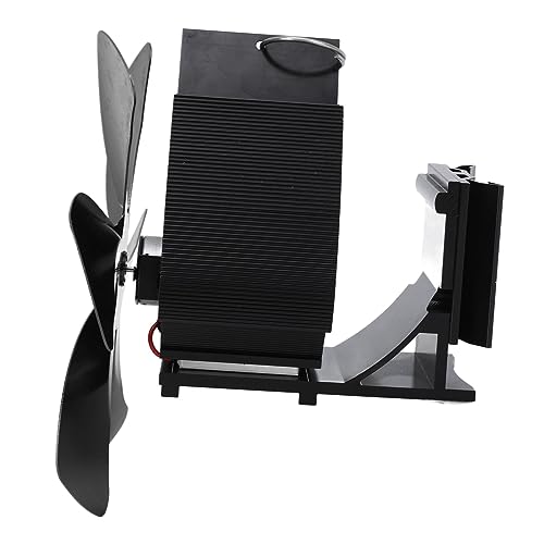 6 Blade Wood Stove Fan Heat Powered Hanging Stove Fan Silent Flue Pipe Fireplace Fan for Wall Mount (Black)
