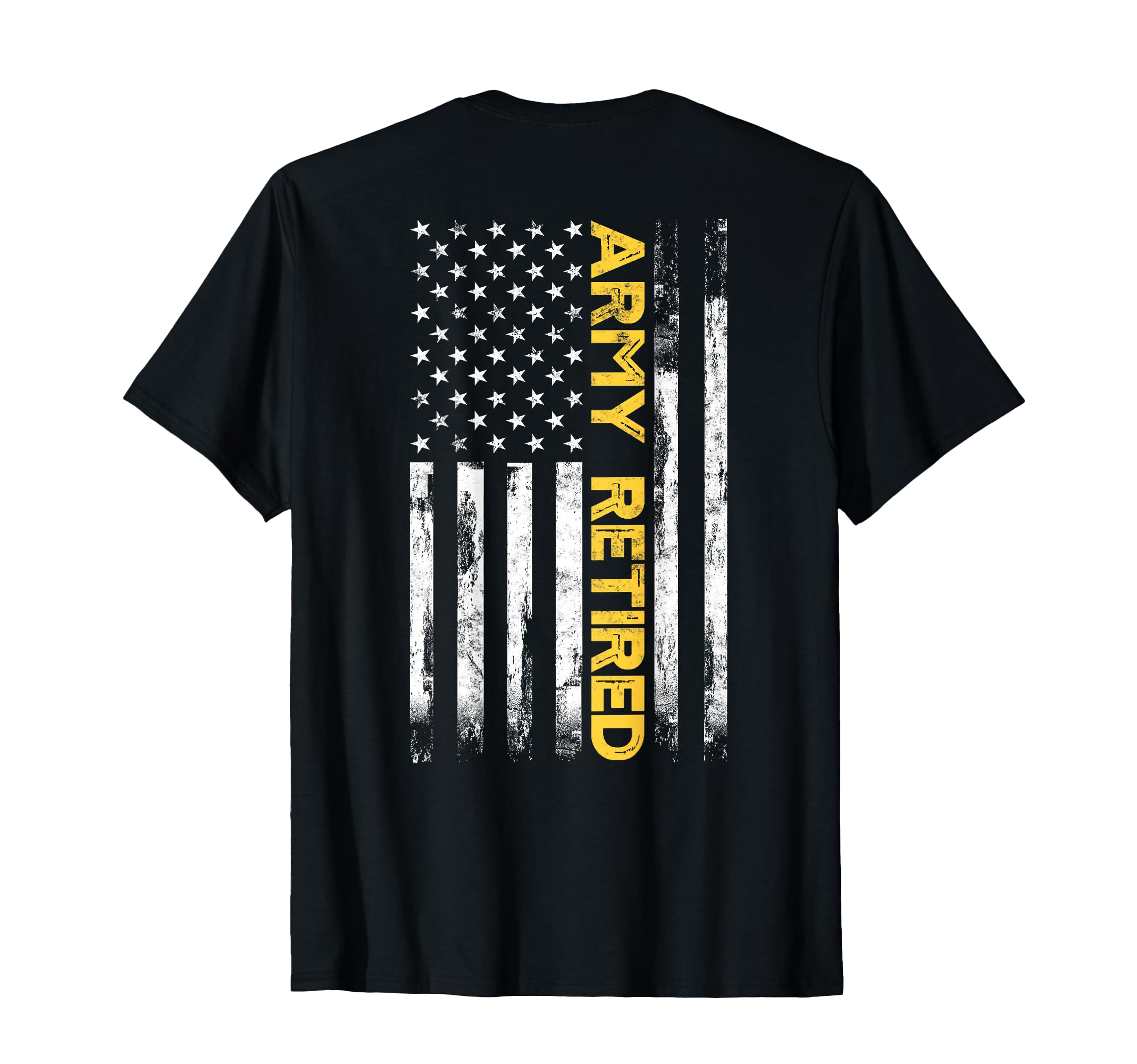 Army Retired Military Army Thin Goldline American Flag T-Shirt