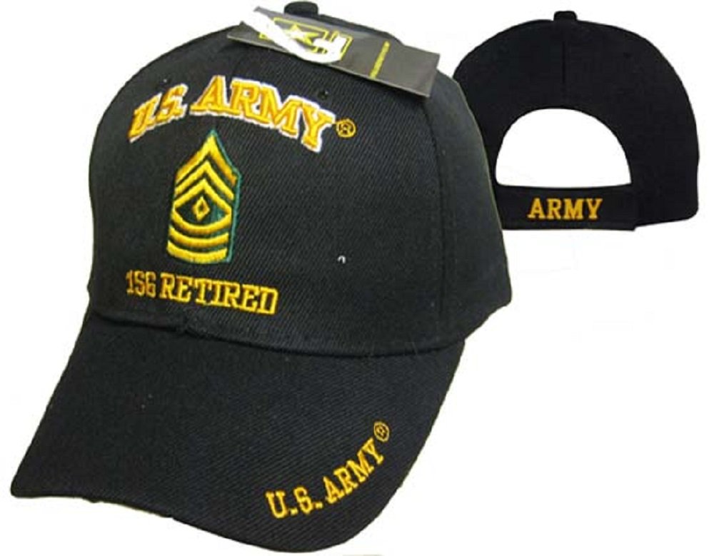 U.S. Army 1SG Retired Military Black Embroidered Cap Hat 560E