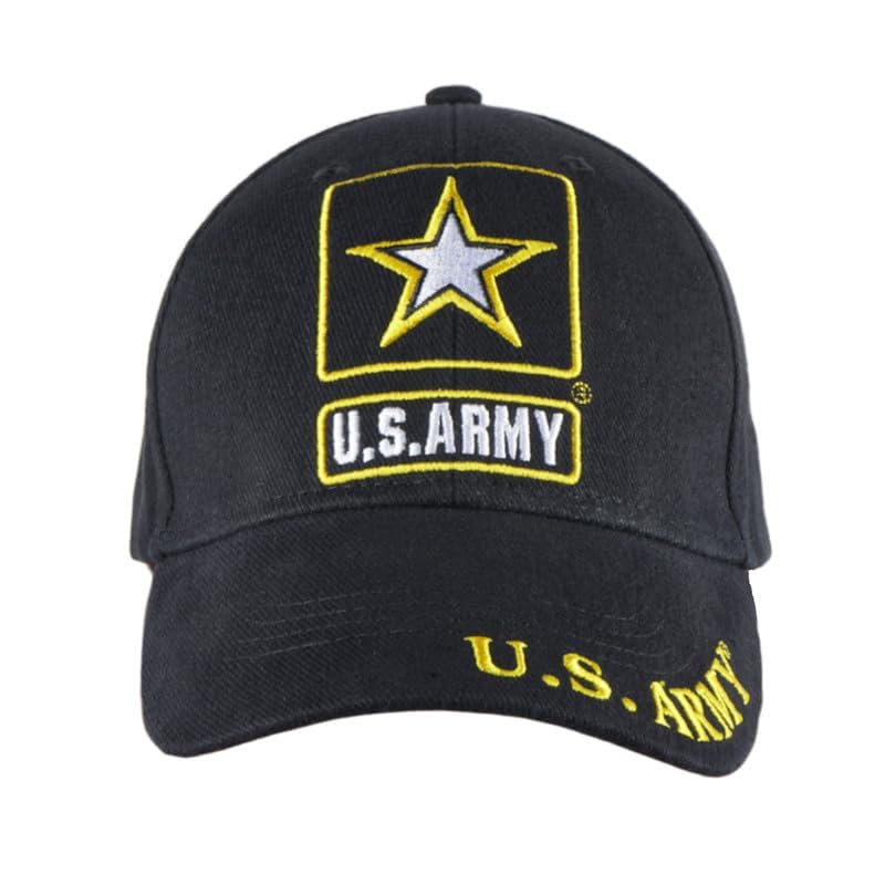 US Army Hat for Men and Women, Officially Licensed Product, Adjustable Strap Baseball Cap - US Army Embroidered Baseball Cap Beautifully Stitched Lettering on The Front and Back (Black)