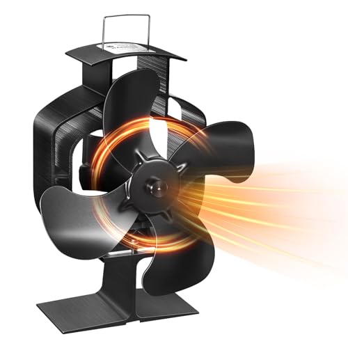 KIAADSY Wood Stove Fan, 4Blades Fireplace Fan Heat Powered for Wood/Fireplace/Log Burner, Efficiently Circulate Warm Air, Silent Design Stove Fan