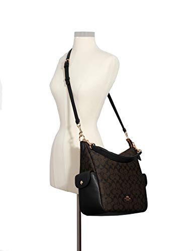 Coach Pennie Leather Shoulder Purse - #C1523 - Black/Brown/Signature