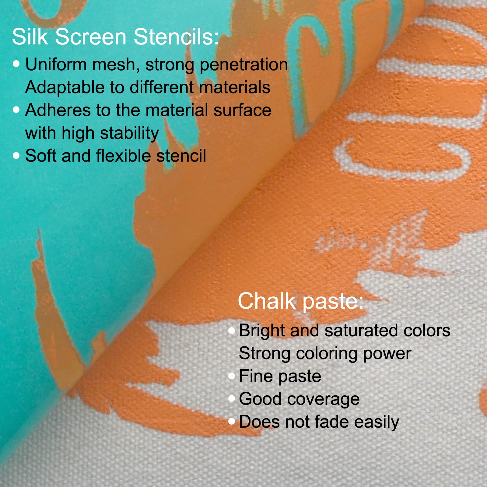 BOOLOOEN Silk Screen Stencil, Self Adhesive Washable Reusable Screen Printing Screen Transfer Home Decor, T-Shirts, Pillows, Cloth Bags, Wood Paintings