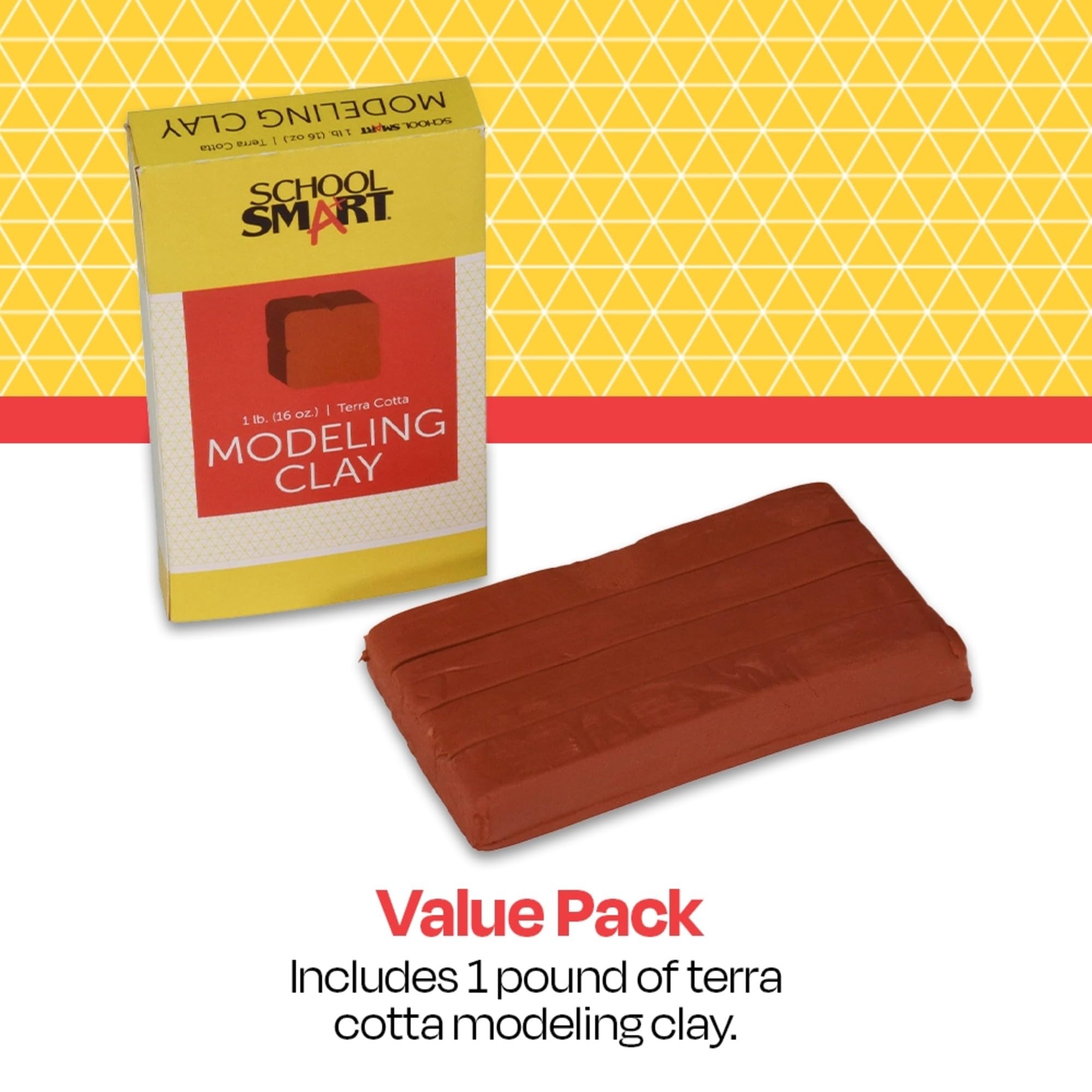 School Smart Modeling Clay, Terra Cotta, 1 Pound