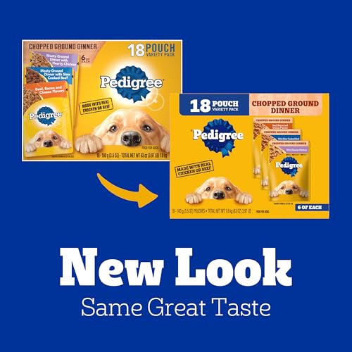 PEDIGREE Adult Canned Wet Dog Food Chopped Ground Dinner Variety Pack (18) 3.5 oz. Pouches