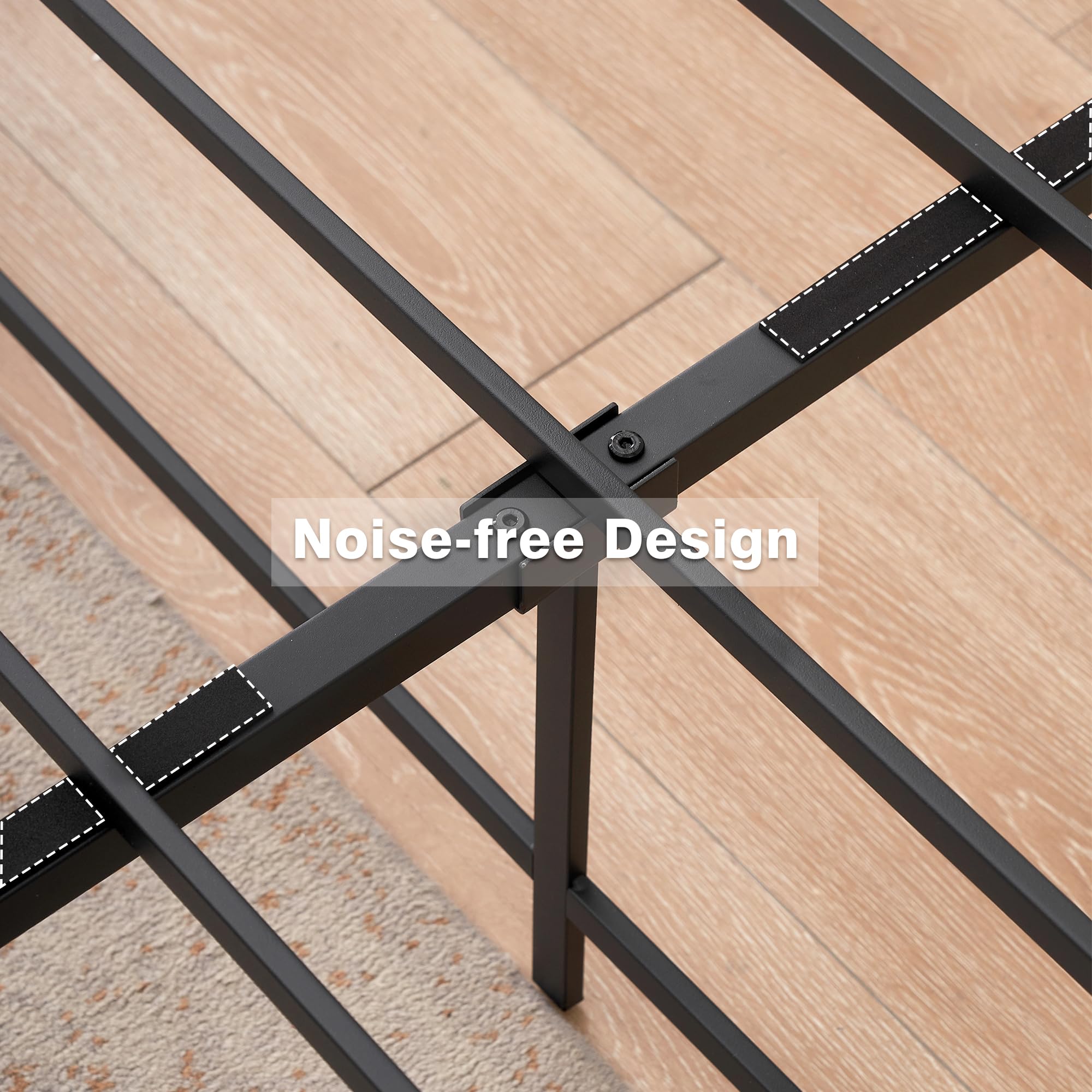 IDEALHOUSE Full Size Bed Frame, 14 inch Metal Full Bed Platform Frame with 3 in 1 Steel Support, No Box Spring Needed Easy Assembly Black Sturdy Bedframe - Full