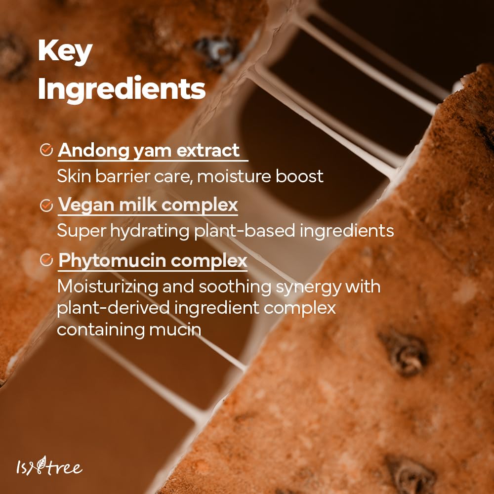 IsNtree Yam Root Vegan Milk Cleanser 220ml, 7.43 fl.oz | Korean Skincare | Rich & Creamy Texture | Hydrating & Mild | Vegan Skincare