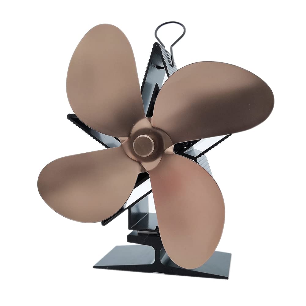 MAYAGU Home Fireplace Fan 4 Blades Fireplace Fan Heat Powered Heating Stove Fan Fireplace Fan Wood Stove Fireplace Fan Heating Fan (Vintage Copper)