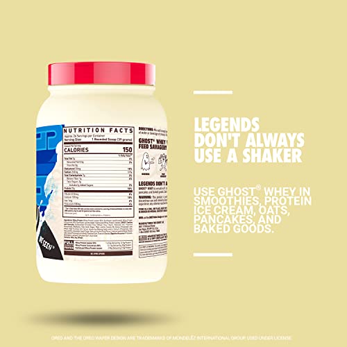 GHOST WHEY Protein Powder, Oreo - 2lb, 25g of Protein - Whey Protein Blend -Post Workout Fitness & Nutrition Shakes, Smoothies, Baking & Cooking - Cookie Pieces Inside