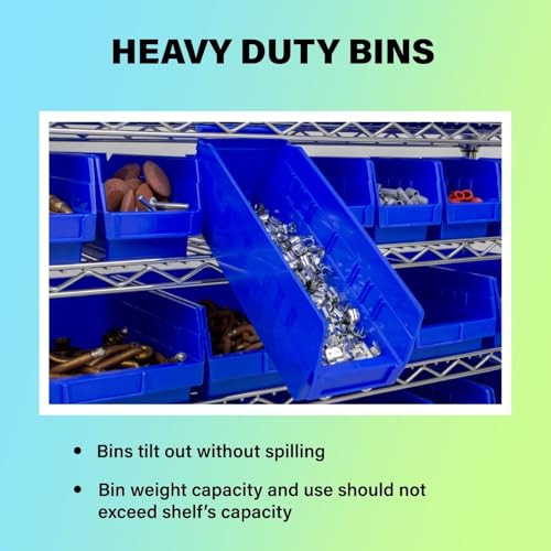 Akro-Mils 30120 Plastic Shelf Bins, Heavy Duty Storage Bins for Garage, Closet, and Drawer Organization, 12-Inch x 4-Inch x 4-Inch, Yellow, 24-Pack