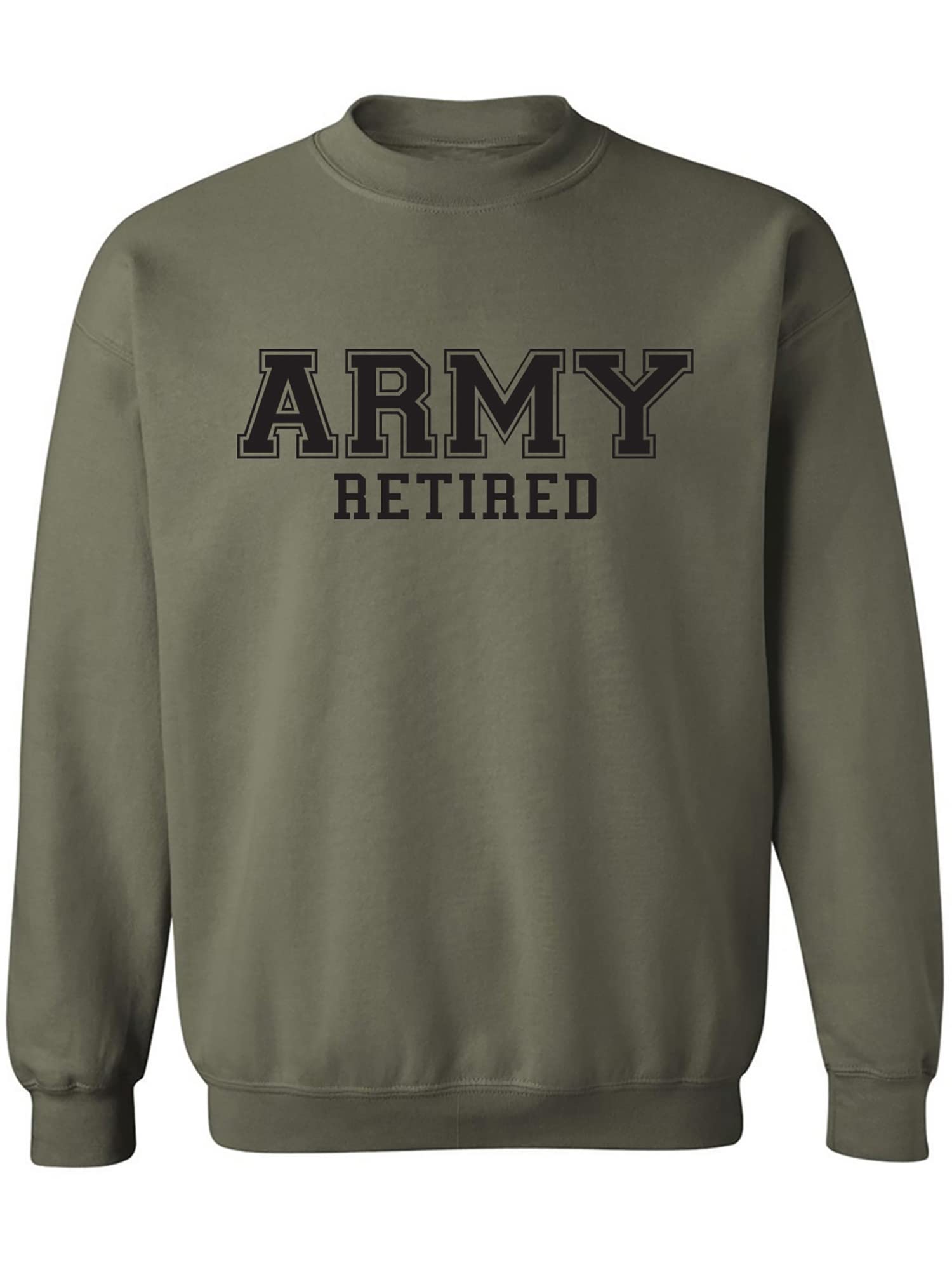 zerogravitee Army Retired Black logo Military Style PT Crewneck Sweatshirt Military Green - Large