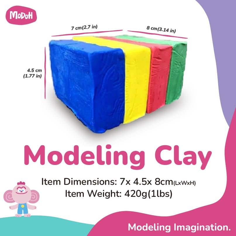 MODOH Plasticine Oil Based Modeling Clay, Non Hardening Reusable Clay, Non Toxic No Bake Professional Oil Base Sulfur Free Sculpting Clay (Assorted Colors Regular, 1 Lbs)