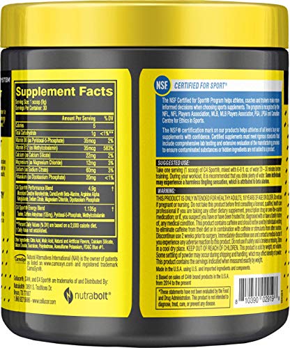C4 Sport Pre Workout Powder Blue Raspberry - Pre Workout Energy with 3g Creatine Monohydrate + 135mg Caffeine and Beta-Alanine Performance Blend - NSF Certified for Sport | 30 Servings