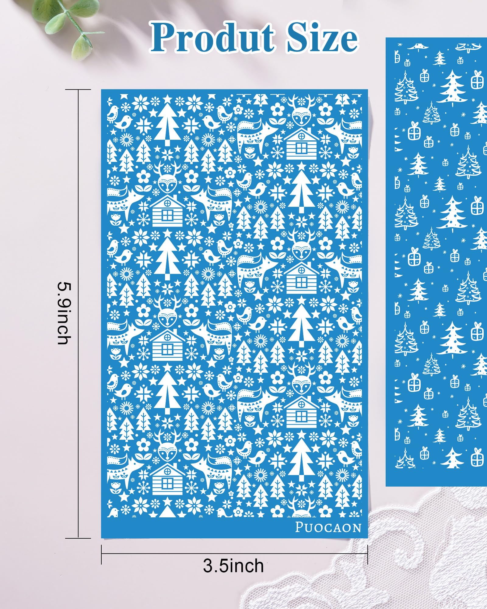 Puocaon Christmas Clay Silk Screen - 6 Design Resuable Clay Silk Screen Stencils for Polymer Clay, Christmas Sweater Polymer Clay Silk Sreen for Earrings, Christmas Ball Gift Silk Screen Stencil