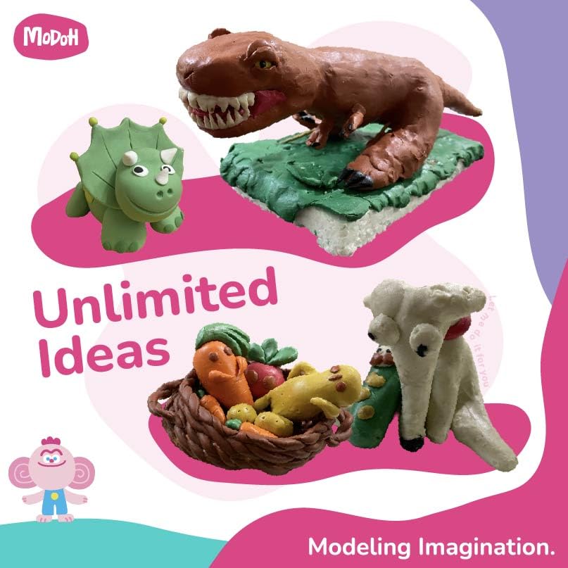 MODOH Plasticine Oil Based Modeling Clay, Non Hardening Reusable Clay, Non Toxic No Bake Professional Oil Base Sulfur Free Sculpting Clay (Assorted Colors Regular, 1 Lbs)