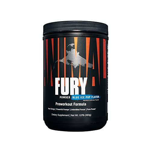 Animal Fury - Pre Workout Powder Supplement for Energy and Focus - 5g BCAA, 350mg Caffeine, Nitric Oxide, Without Creatine - Powerful Stimulant for Bodybuilders - Ice Pop