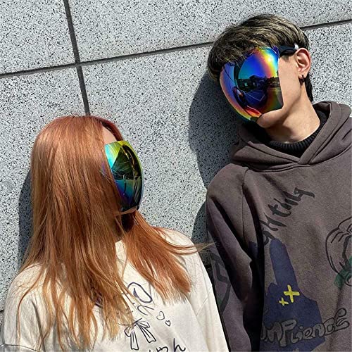 GAWYOEX Full Face Sunglasses,Oversized Polarized Tinted Face Shield,Mirrored Face Shield Anti-fog for Outdoor, Futuristic Cycling Beach for Men & Women(C)