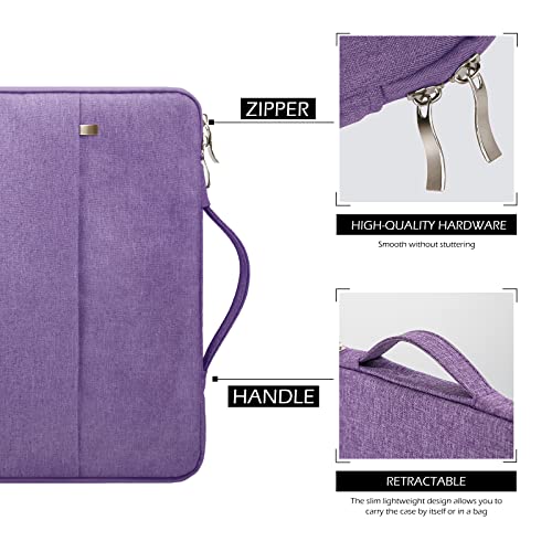 MicaYoung 16 Inch Laptop Sleeve Case Water-Resistant Carrying Cover Bag with Front Pocket Retractable Handle Computer Protection Cover for MacBook 16 Inch,Purple