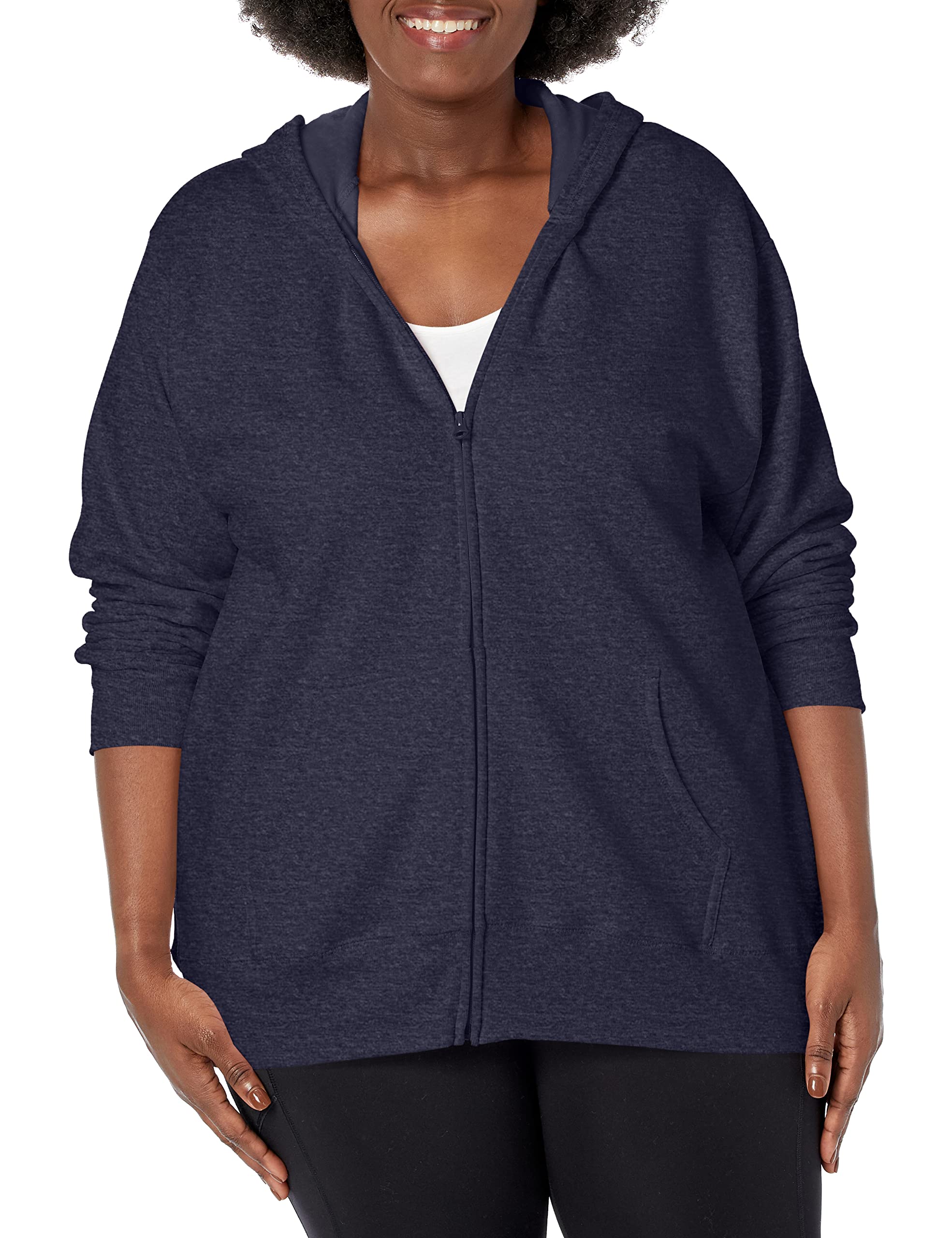 JUST MY SIZE womens Comfortsoft Ecosmart Fleece Full-zip Women's athletic hoodies, Navy Heather, 3X US