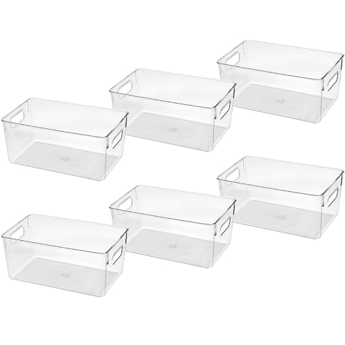 Clear Plastic Storage Bins, Perfect for Kitchen Organization or Pantry Organization and Storage, Fridge Organizer Plastic Bins, Pantry Organization and Storage Bins, Cabinet Organizers