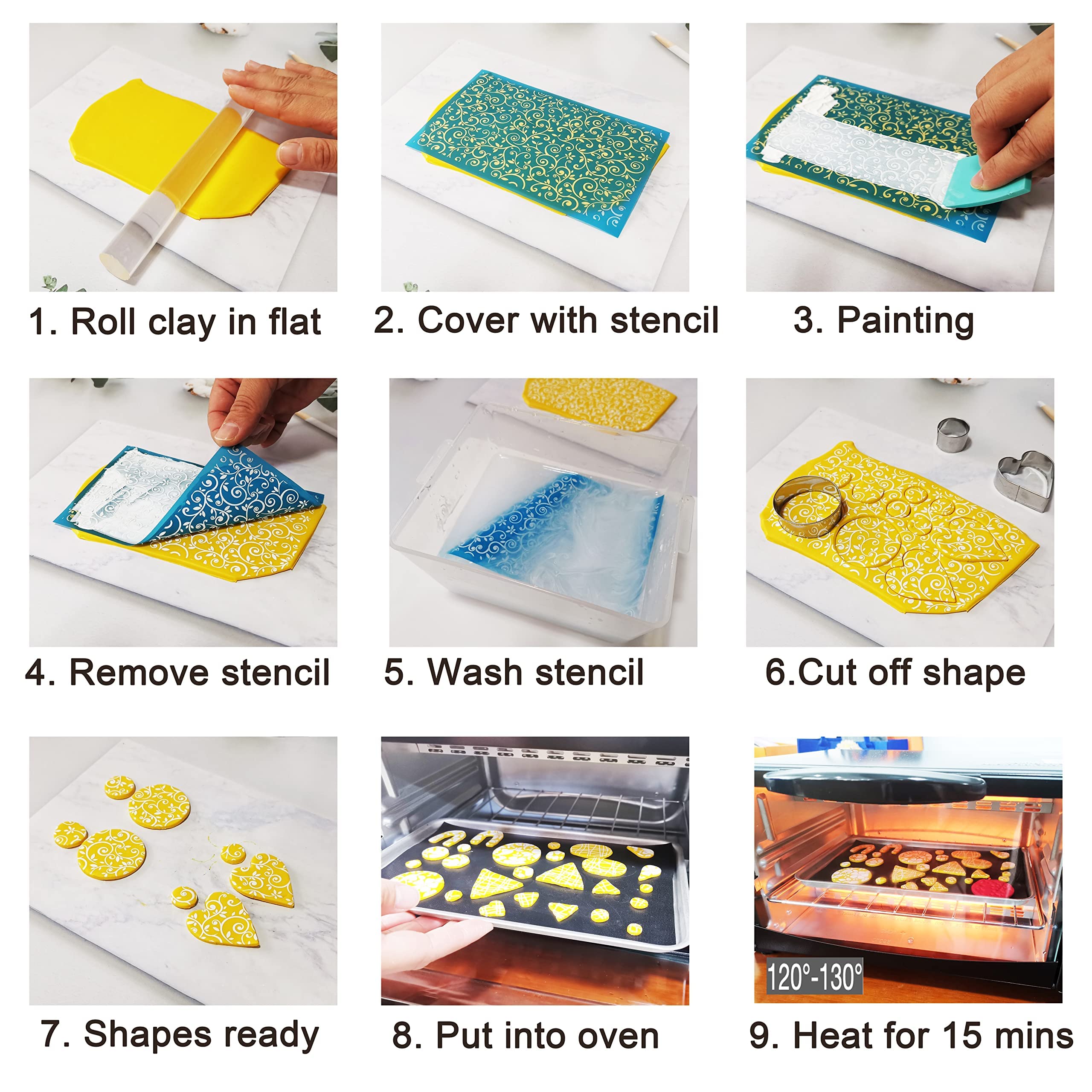 Alinacutle Handmade Earring Printing Reusable Silk Screen Stencils Silkscreen Stencil for Jewelry Polymer Clay Stencil 3.8" x 6" & Squeegee