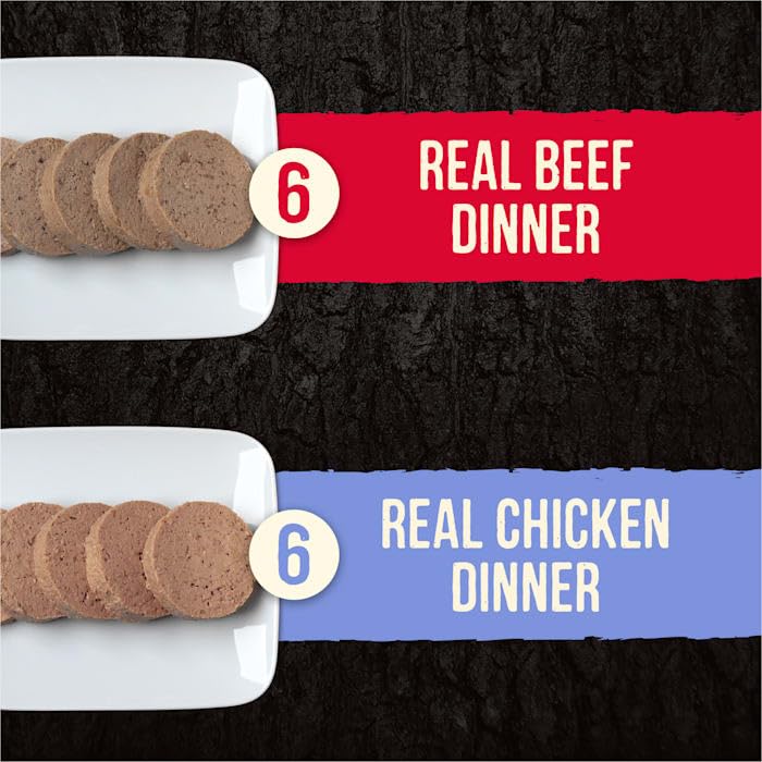 Merrick Backcountry Grain Free Premium Canned Dog Food, Variety Pack, Real Beef and Chicken Dinner Recipes - (Pack of 12) 9.5 lb. Cans