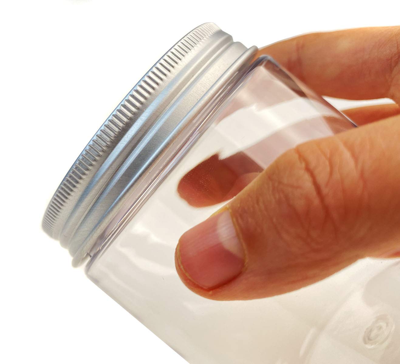 erioctry 250ml / 8Oz Jars PET Plastic Empty Cosmetic Containers Jars Cases with Silver Aluminum Lid Cream Lotion Box Ointments Bottle Food Bottle Makeup Pot Jar 6 Pack (8Oz/250ml)