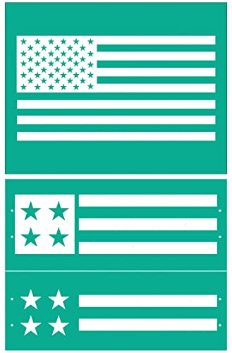BOOLOOEN Silk Screen Stencils Self-Adhesive Mesh Transfer Stencil Reusable Washable Mesh Stencil for Wood Fabric DIY Home Decor 2pcs set 8.5x11inch (U.S. Flag)