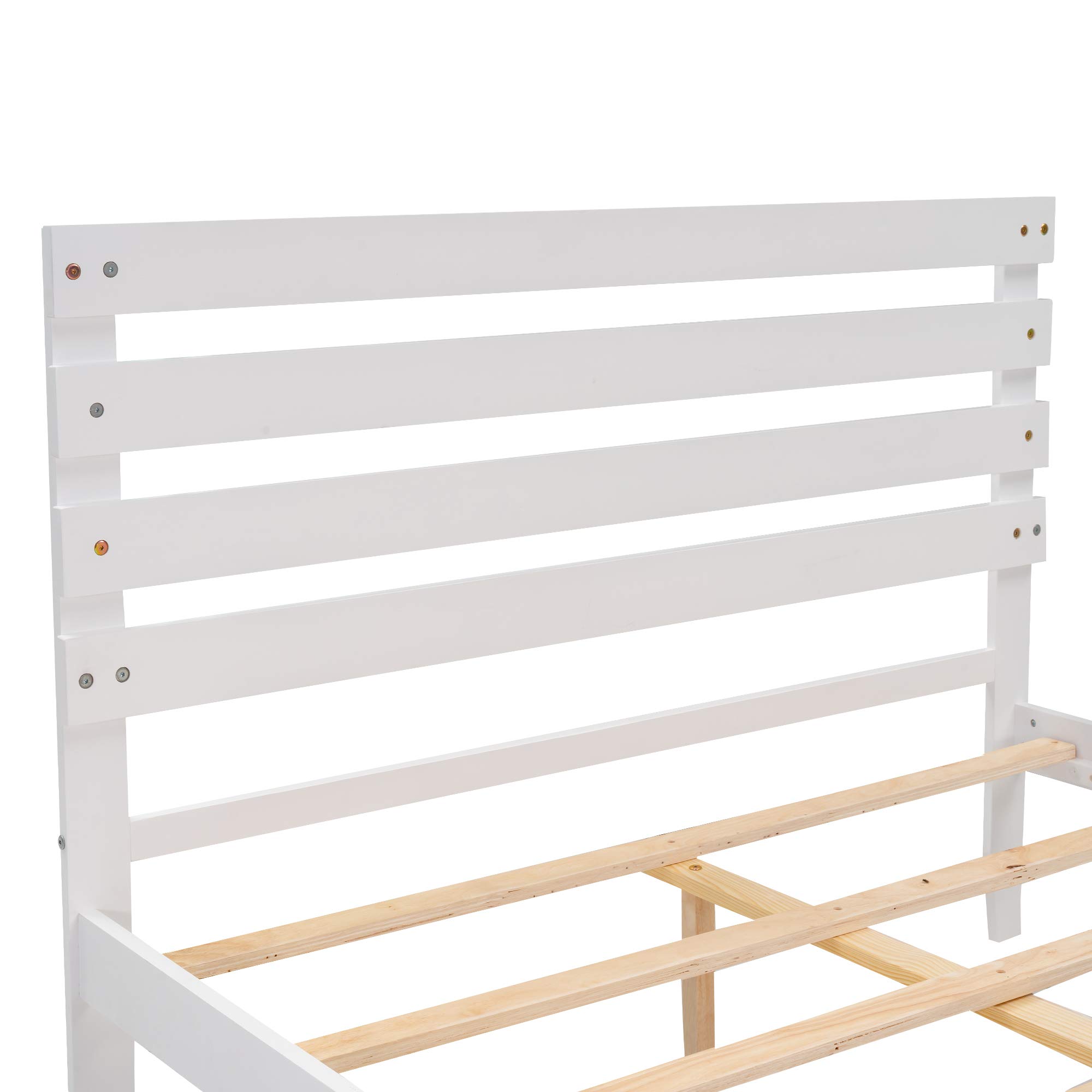 Lepfun Full Bed Frame with Drawers,Wood Full Size Platform Bed Frame with Headboard, Full Storage Bed for Kids Girls Boys, No Box Spring Needed, White