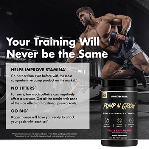 Anabolic Warfare Pump-N-Grow Muscle Pump Supplement Caffeine Free Pre Workout with L-Citrulline, L-Arginine, Beta-Alanine (Fruit Explosionâ 30 Servings)