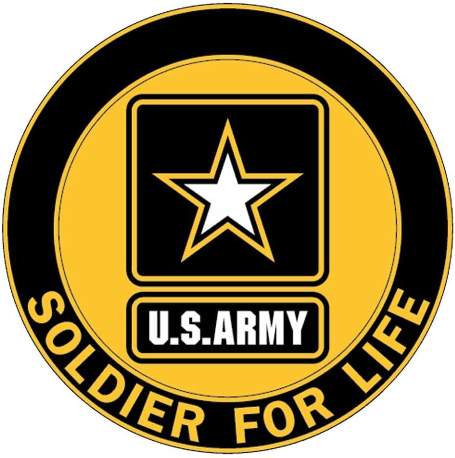 Round US Army Soldier for Life Sticker (Retired US Army Veteran Served Armed Forces Vinyl for Cars (3 inch) U.S. Army Licensed