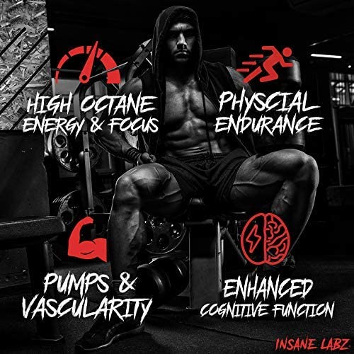 Insane Labz Hellboy Edition, High Stimulant Pre Workout Powder NO Booster with Beta Alanine, L Citrulline, and Caffeine, Boosts Focus, Energy, Endurance, Nitric Oxide Levels, 35 Srvgs