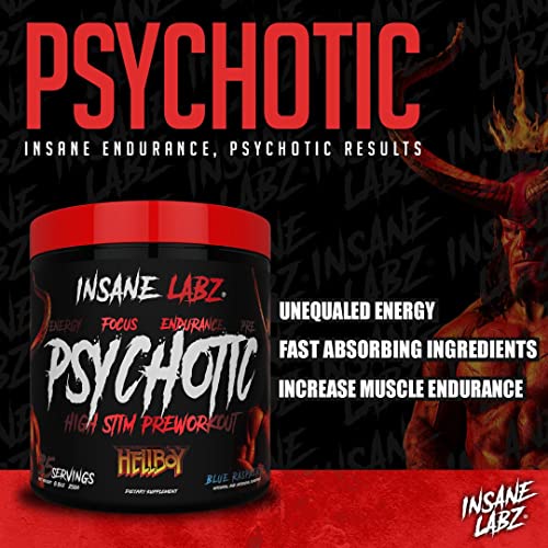 Insane Labz Hellboy Edition, High Stimulant Pre Workout Powder NO Booster with Beta Alanine, L Citrulline, and Caffeine, Boosts Focus, Energy, Endurance, Nitric Oxide Levels, 35 Srvgs
