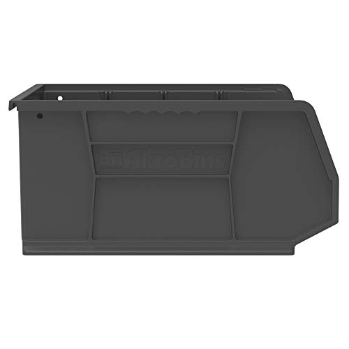 Akro-Mils 30250 AkroBins Plastic Storage Bins, Space-Saving Stackable Bins for Garage, Pantry, Craft Organization, 15-Inch x 16-Inch x 7-Inch, Black, 6-Pack
